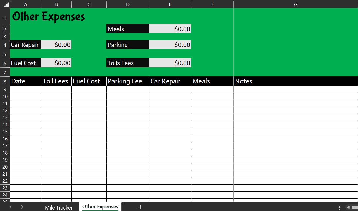 Mileage Tracker - Excel Template and Printable Forms - Calculate ...