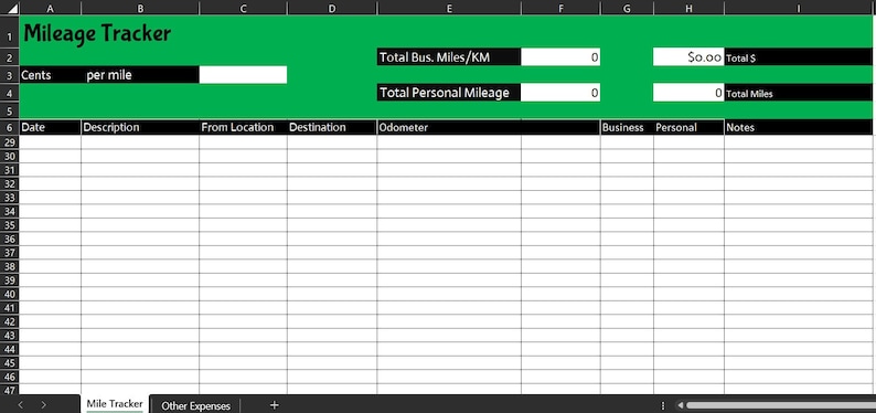 Mileage Tracker - Excel Template and Printable Forms - Calculate Mileage Deduction, Car Repair ...