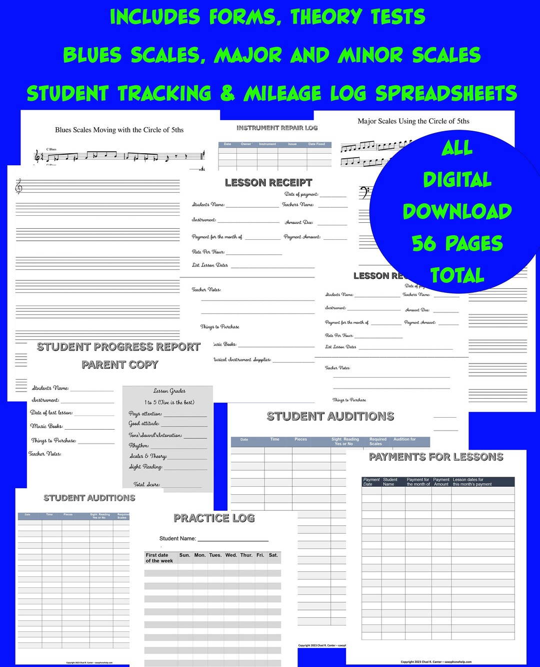 Printable Music Teacher Planner - Includes Theory Test, Scales, Forms ...