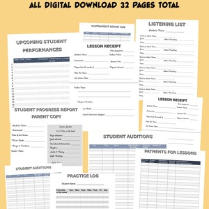 Printable Music Teacher Assignment Sheets | Music Teacher Planner ...