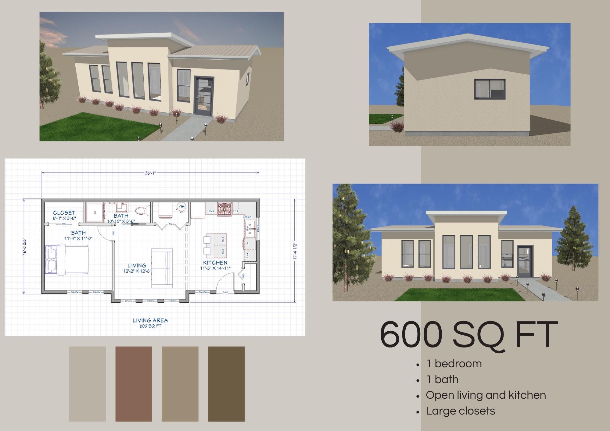 600 Sq. Ft. One Bedroom One Bath ADU - Etsy