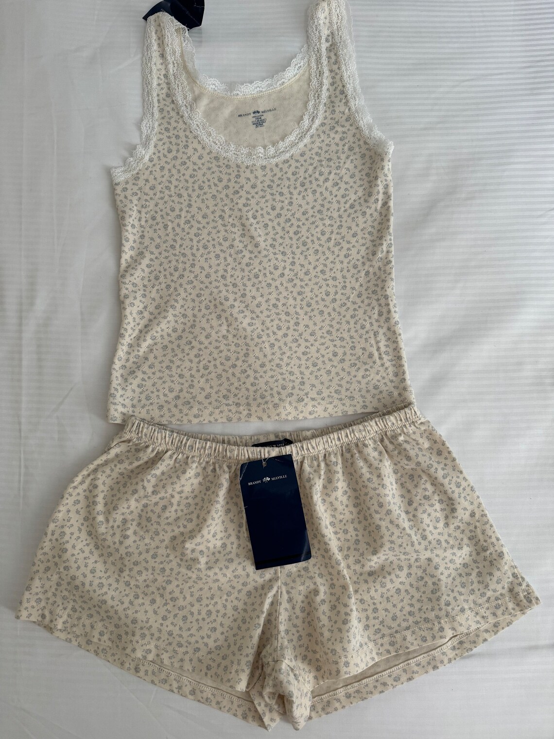 Brandy Melville Tank Blue Floral Set - Etsy