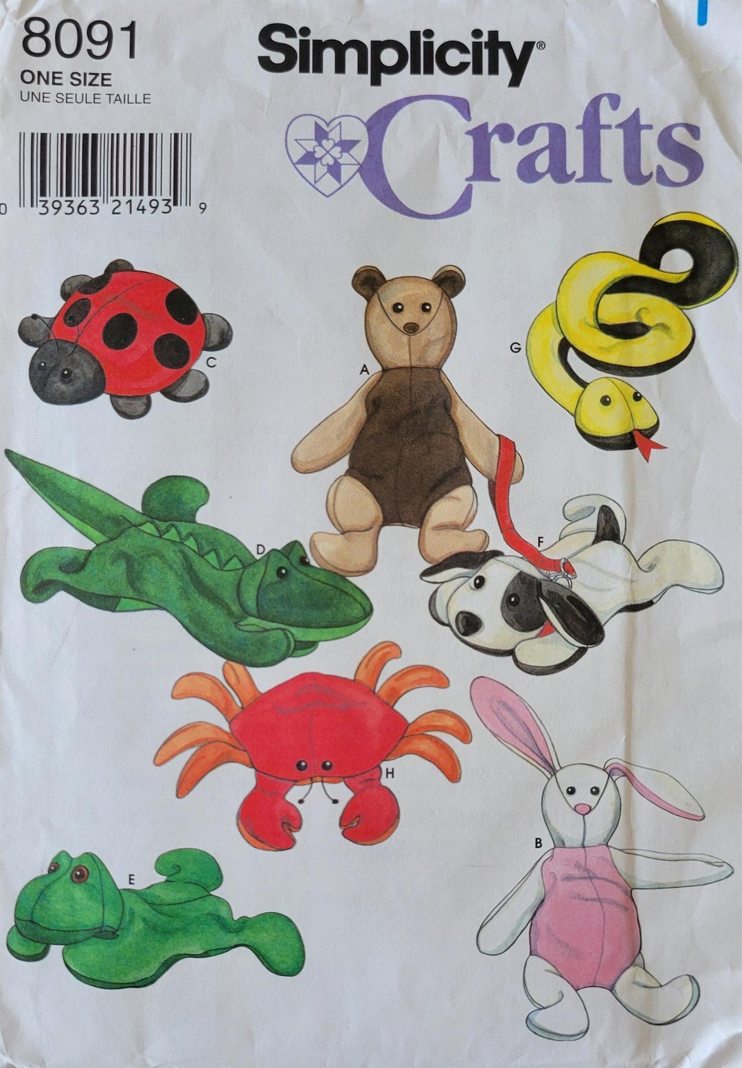 Vintage Simplicity Bean Bag Animal Sewing Pattern 8091 Scanned Digital ...