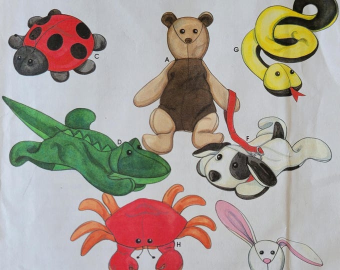 Vintage Simplicity Bean Bag Animal Sewing Pattern 8091 Scanned Digital ...
