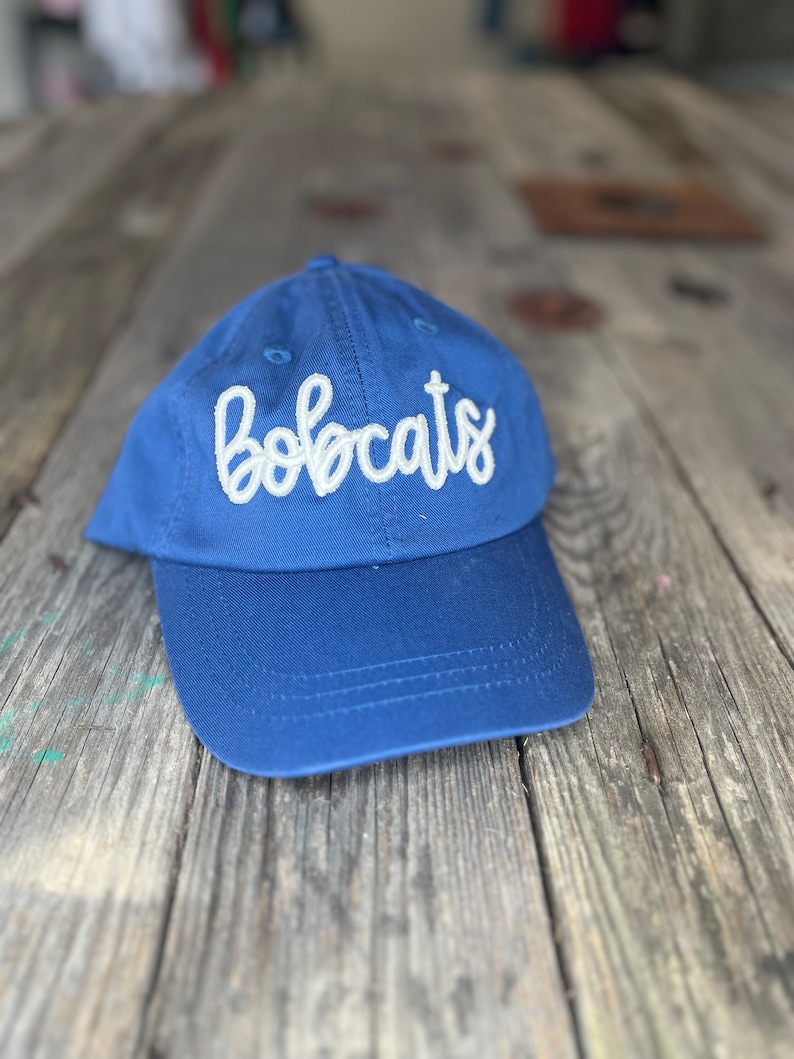 Royal Blue Team 3D Puff Embroidered Hat Girly Team Hat Game Day Wear Cute Team Hat Bobcats Hat ...