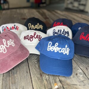 Navy Blue Team 3D Puff Embroidered Hat - Girly Team Hat - Game Day Wear - Cute Team Hat ...