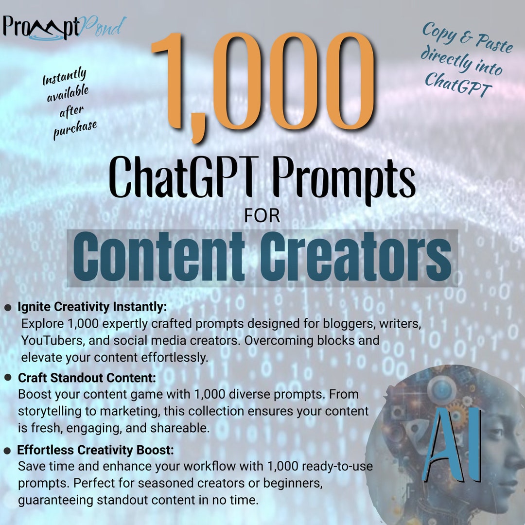 1,000 Chatgpt Prompts for Content Creators - Etsy
