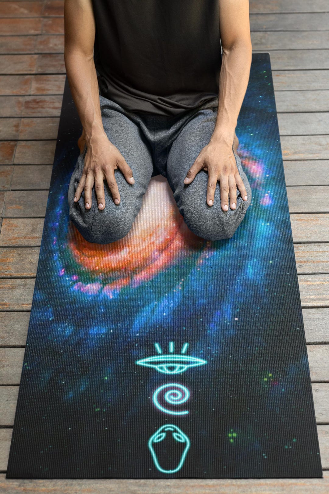 Galaxy Alien Yoga Mat, Space UFO Rubber Mat, Sci-fi Universe Exercise ...