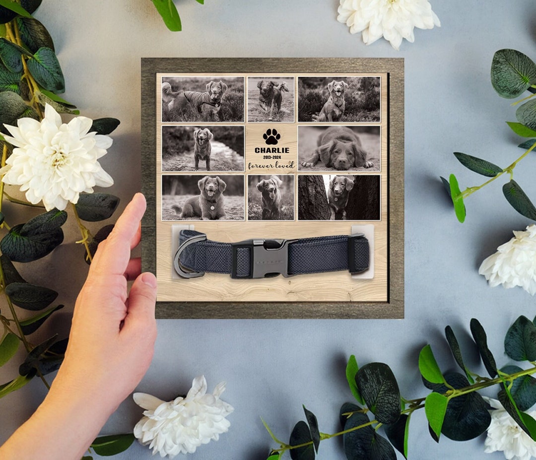 B&W Dog Collage Frame, Dog Collar Frame, Pet Memorial Collar Frame, Dog ...