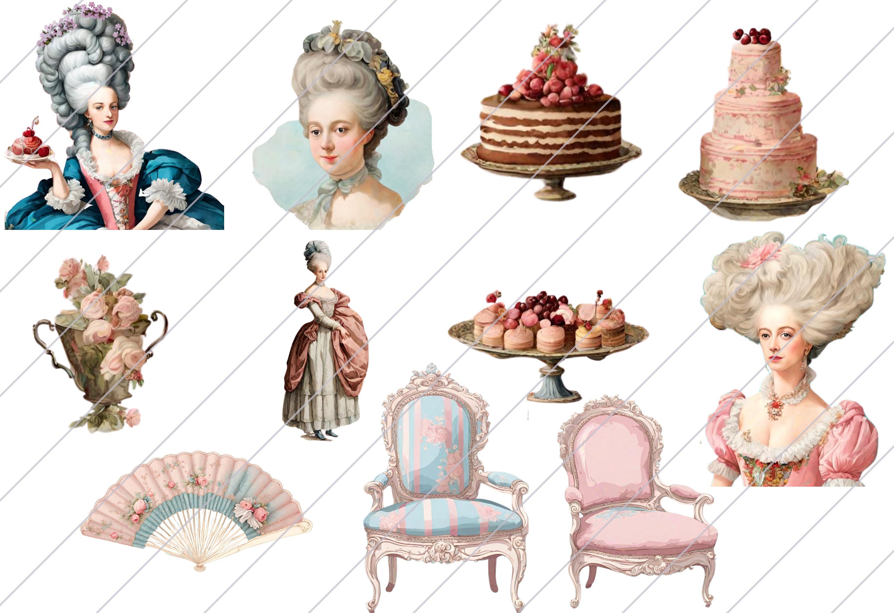 Marie Antoinette Let Them Eat Cake Clipart Bundle Paris Decor Journal ...