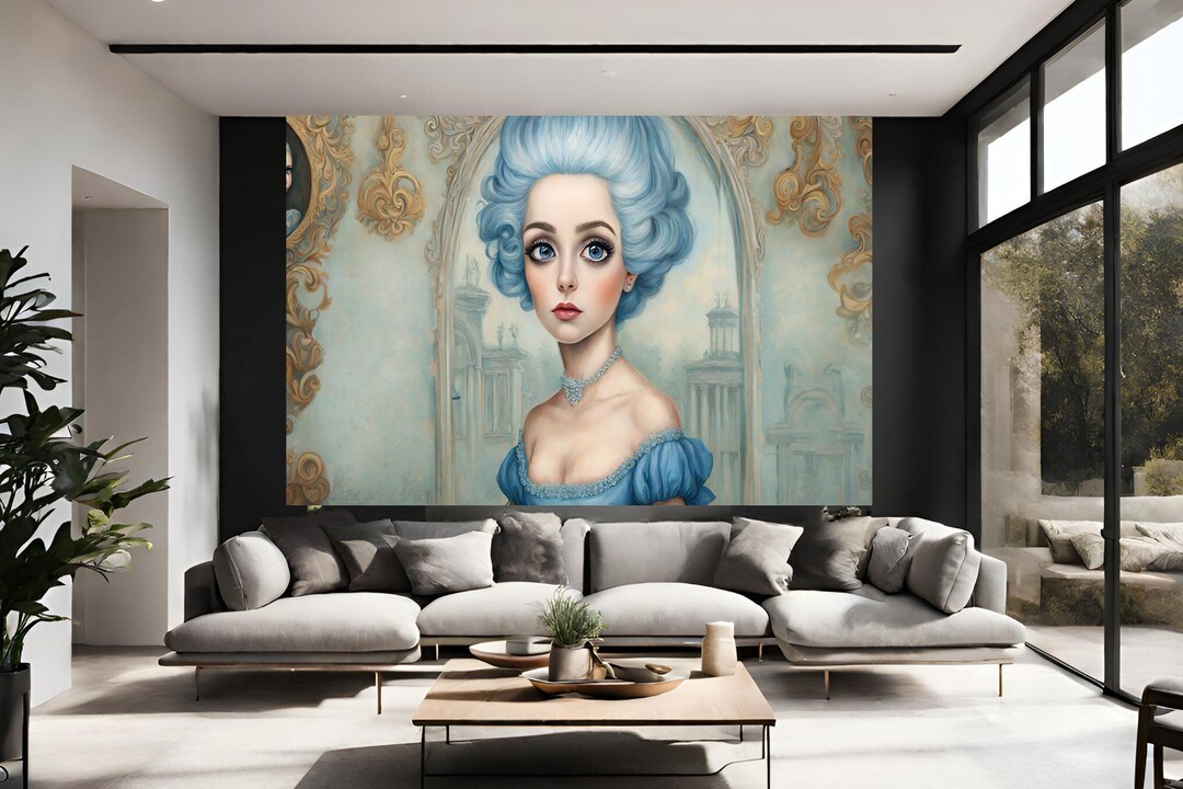 Rococo Girl, Big Eyes Victorian Girl Gothic Eclectic Digital Wall Art ...