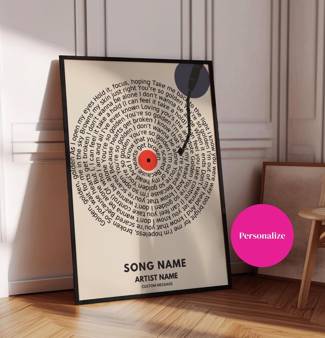Custom Song Lyrics Print, Personalized Music Poster, Vinyl Lyric Art ...