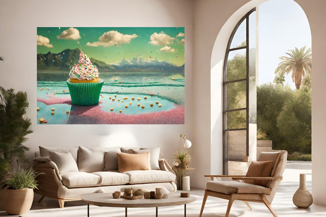 Cupcake Portrait With Sprinkles Digital Wall Art Dessert and Cake Gift ...