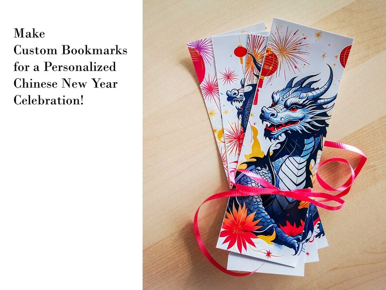 Printable Dragon Bookmarks for Chinese New Year: Set of 4, Unique Year ...