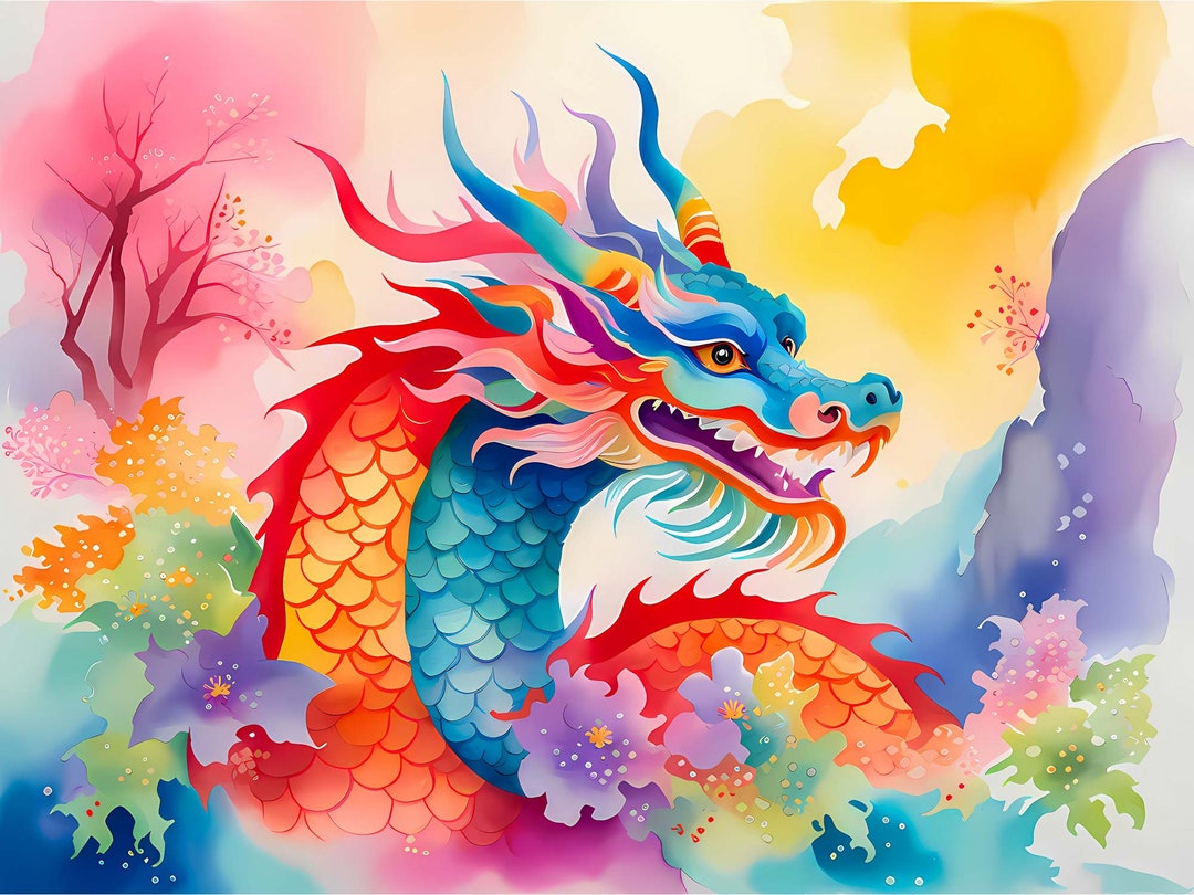 Chinese Dragon Art: Dragon Print Wall Decor, Year of the Dragon ...