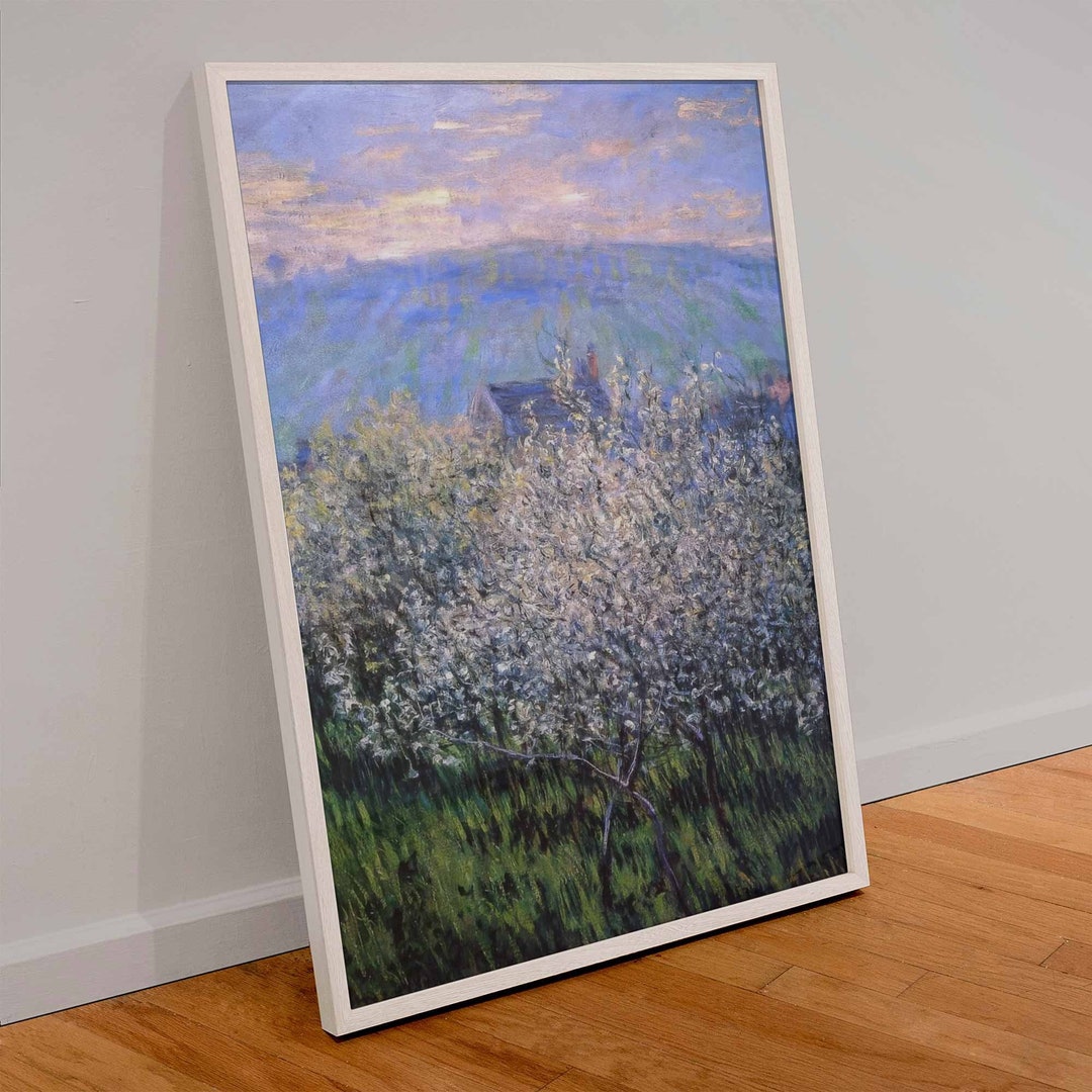 Vintage Claude Monet Wall Art Mountain View With Blooming Trees. Heritage European Impressionism ...