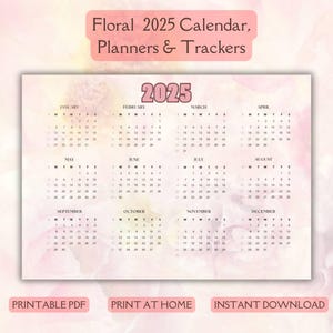 Downloadable 2025 Calendar, Watercolor Month Flower Printable Calendar ...