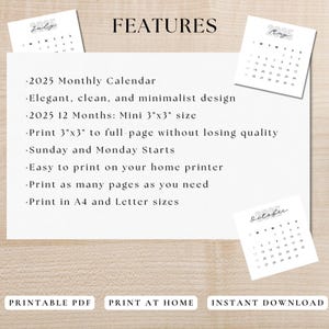 Downloadable 2025 Calendar, Mini Yearly Calendar, Minimalistic Calendar ...