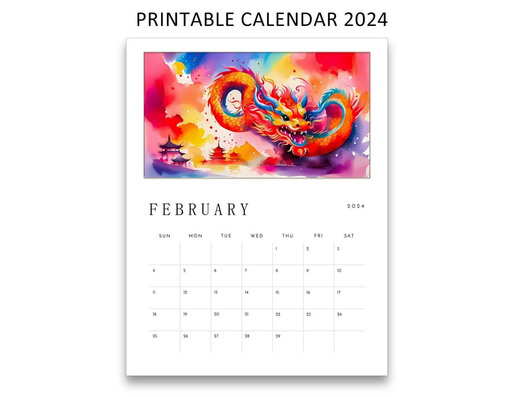 Chinese New Year Dragon Calendar 2024: Printable and Stylish ...