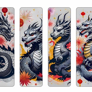 Printable Dragon Bookmarks for Chinese New Year: Set of 4, Unique Year ...