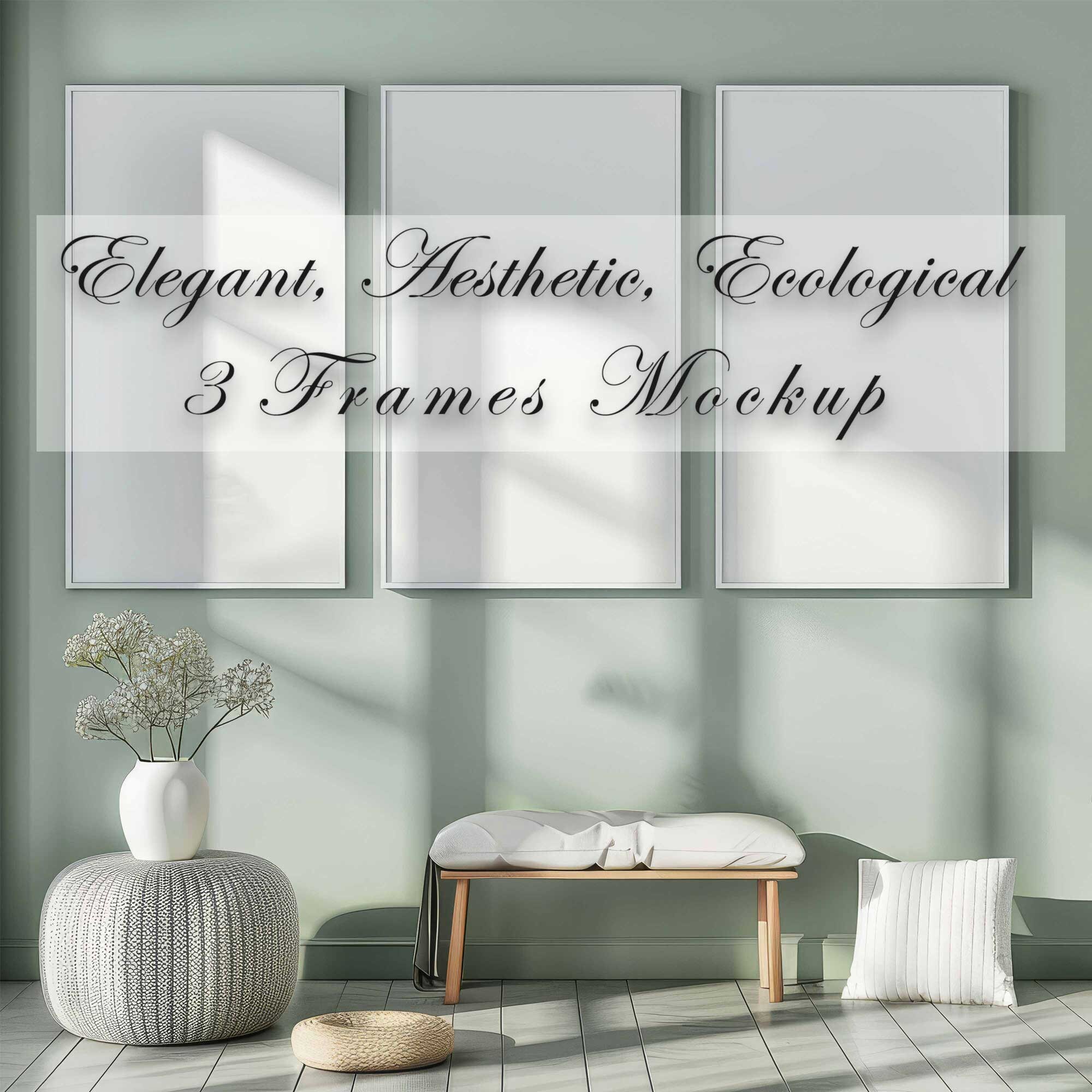 3 Frames Mockup Elegant, Aesthetic, Ecological Three Frames Mockup With ...