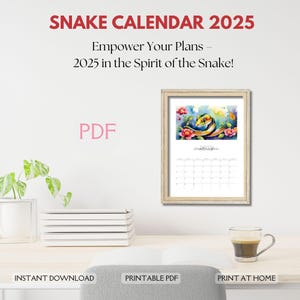 Year of Snake 2025 Calendar Printable PDF, Chinese New Year Gifted ...