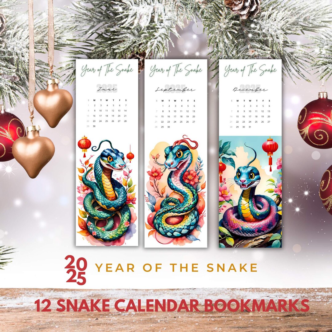 Giftful Bookmarks With 2025 Minicalendar for Year of the Snake – 12 ...