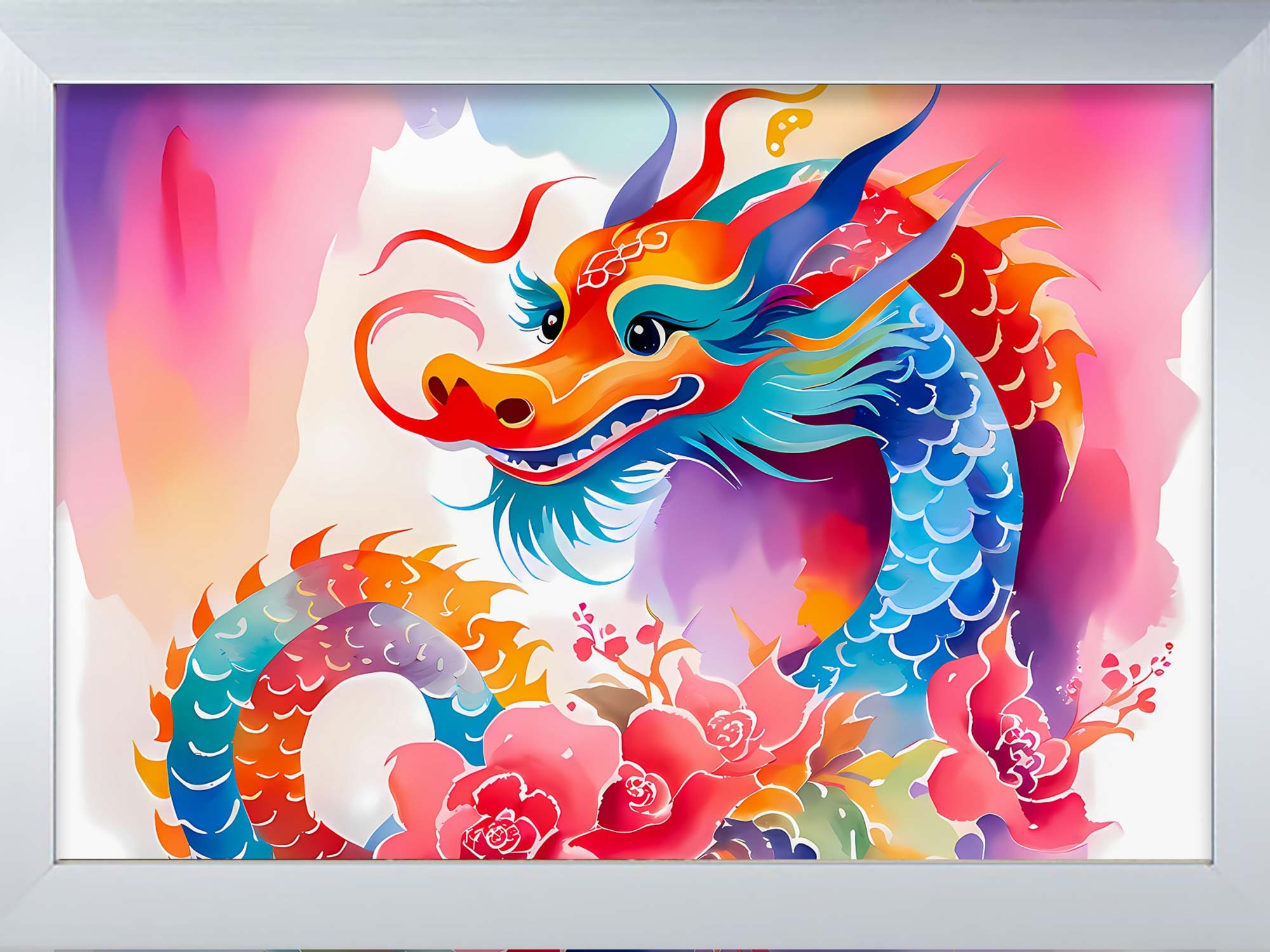Chinese New Year 2024 Dragon Painting for Modern Wall Art Living Room ...