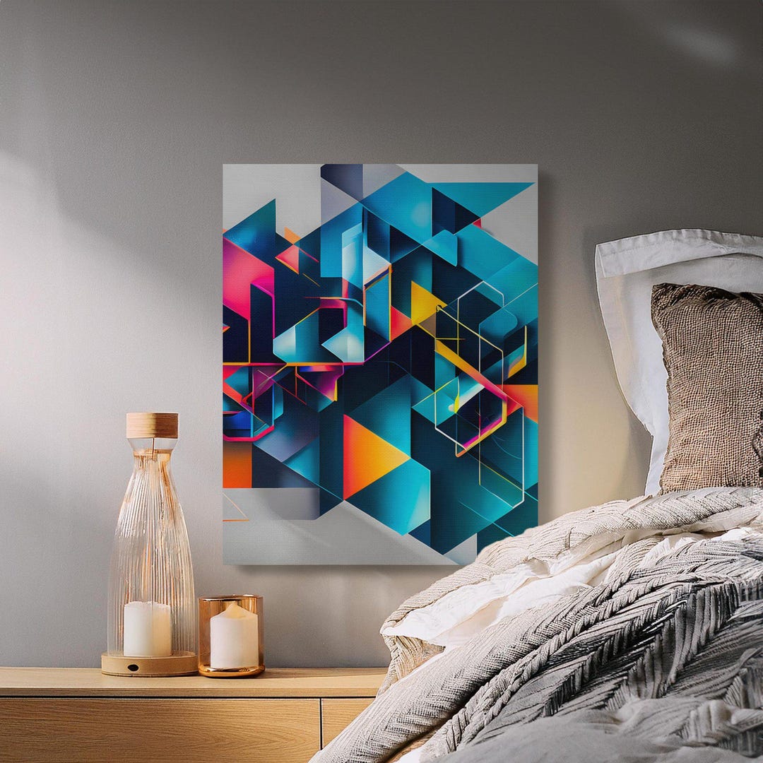 Abstraction Wallart Printable, Modern Geometric Abstract Art Bright ...