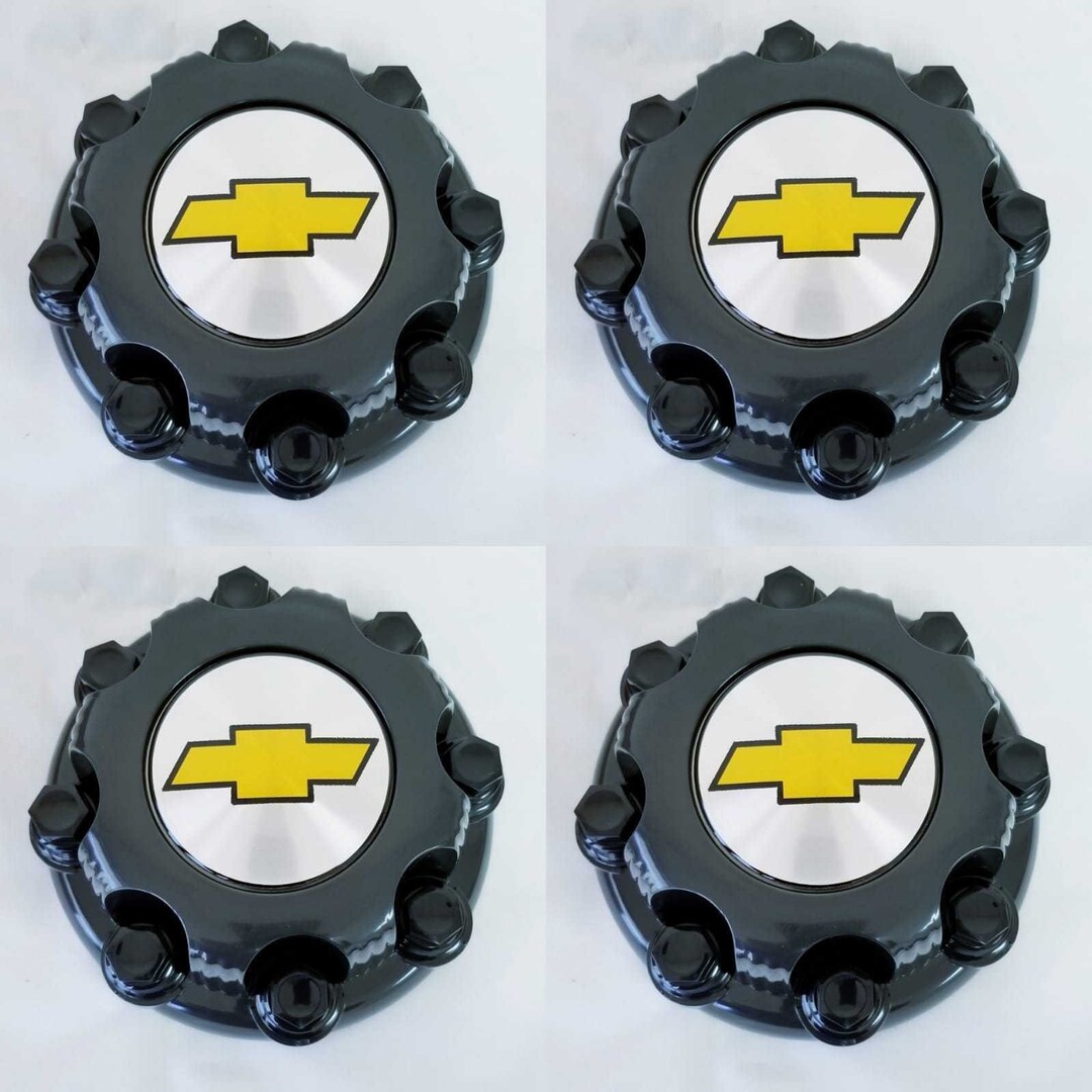 Set of 4 Center Caps for Select Chevy Truck Van 8 Lugs Black 16' Wheel ...