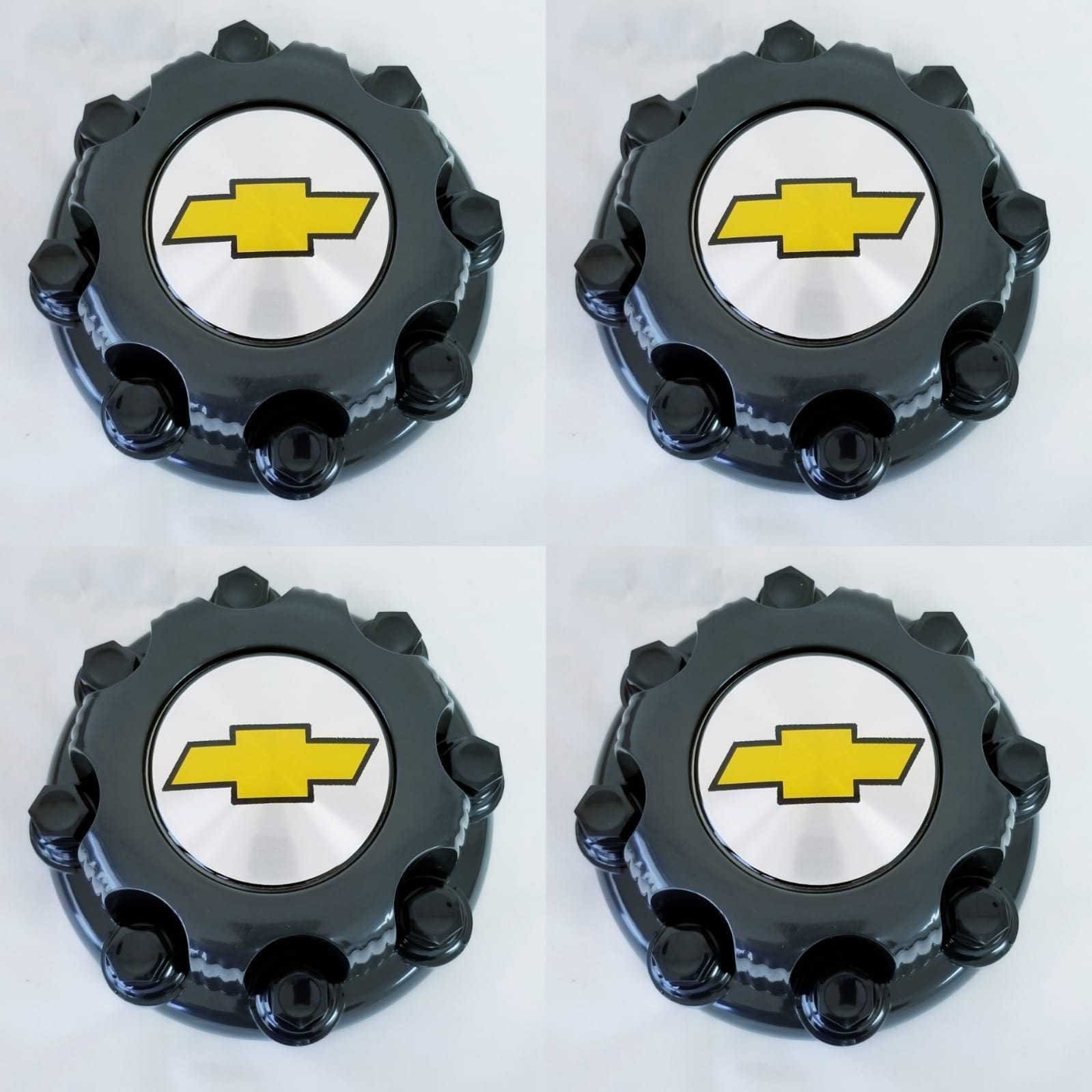 Set of 4 Center Caps for Select Chevy Truck Van 8 Lugs Black 16' Wheel ...