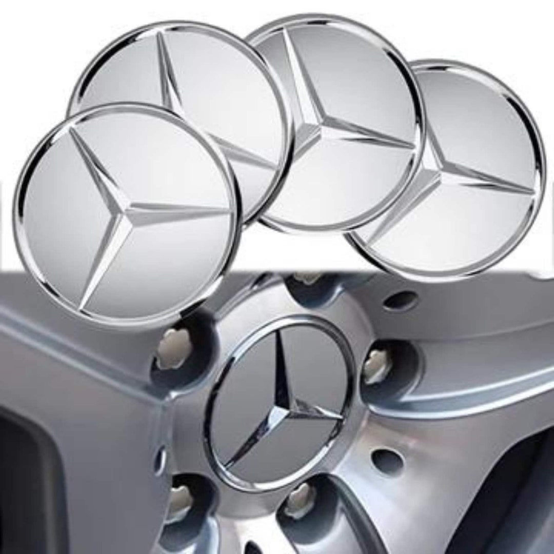 4pcs Mercedes-benz Silver Chrome Wheel Rim Center Hub Caps Covers ...