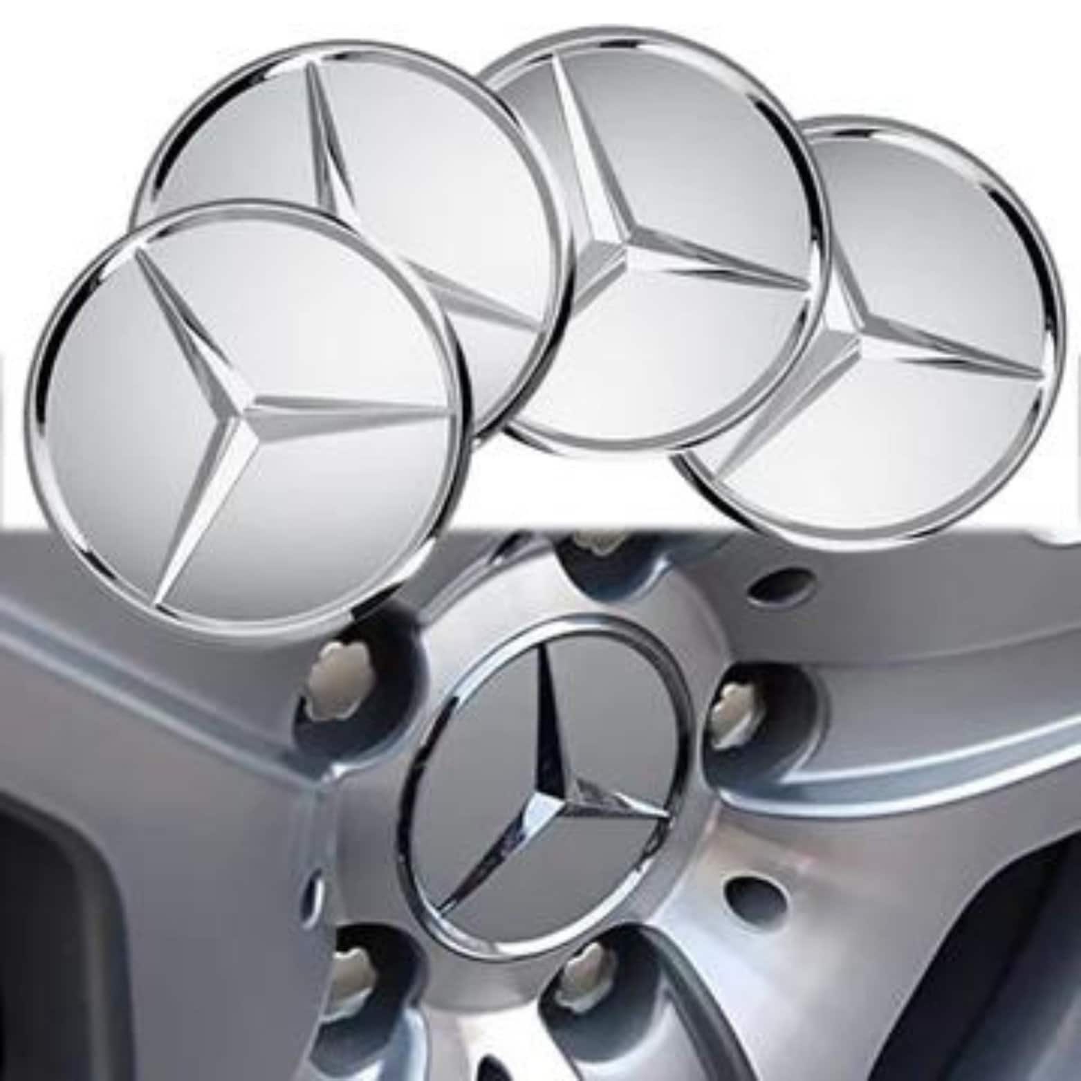 4pcs Mercedes-benz Silver Chrome Wheel Rim Center Hub Caps Covers ...