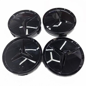 4pcs Wheel Center Hub Caps Cover Emblem Glossy Black 75mm for Mercedes ...