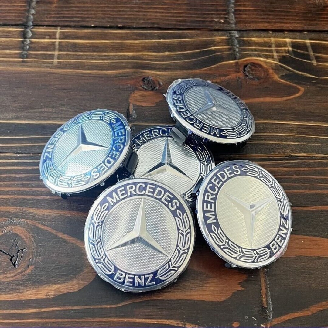 Set of 5 Blue Wheel Hub Center Caps for Mercedes-benz 4+1 for Spare ...