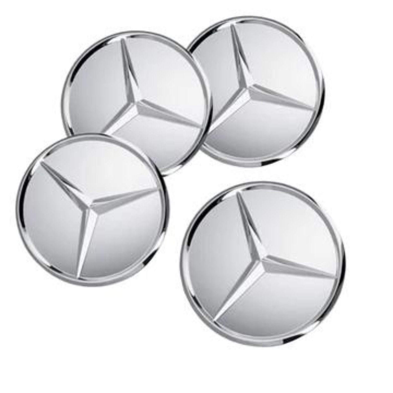 4pcs Mercedes-benz Silver Chrome Wheel Rim Center Hub Caps Covers ...