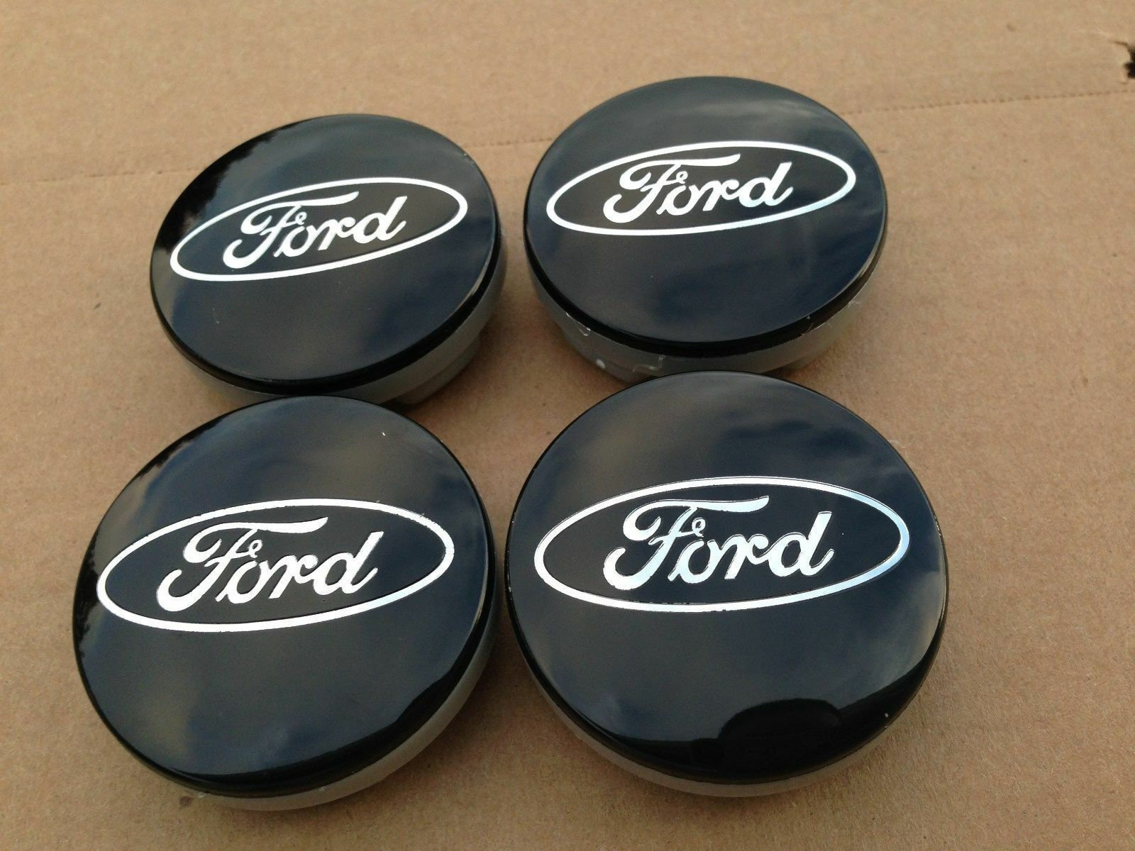Set of 4 Ford Wheel Rims Center Caps Covers Black 54mm Rim Emblems ...