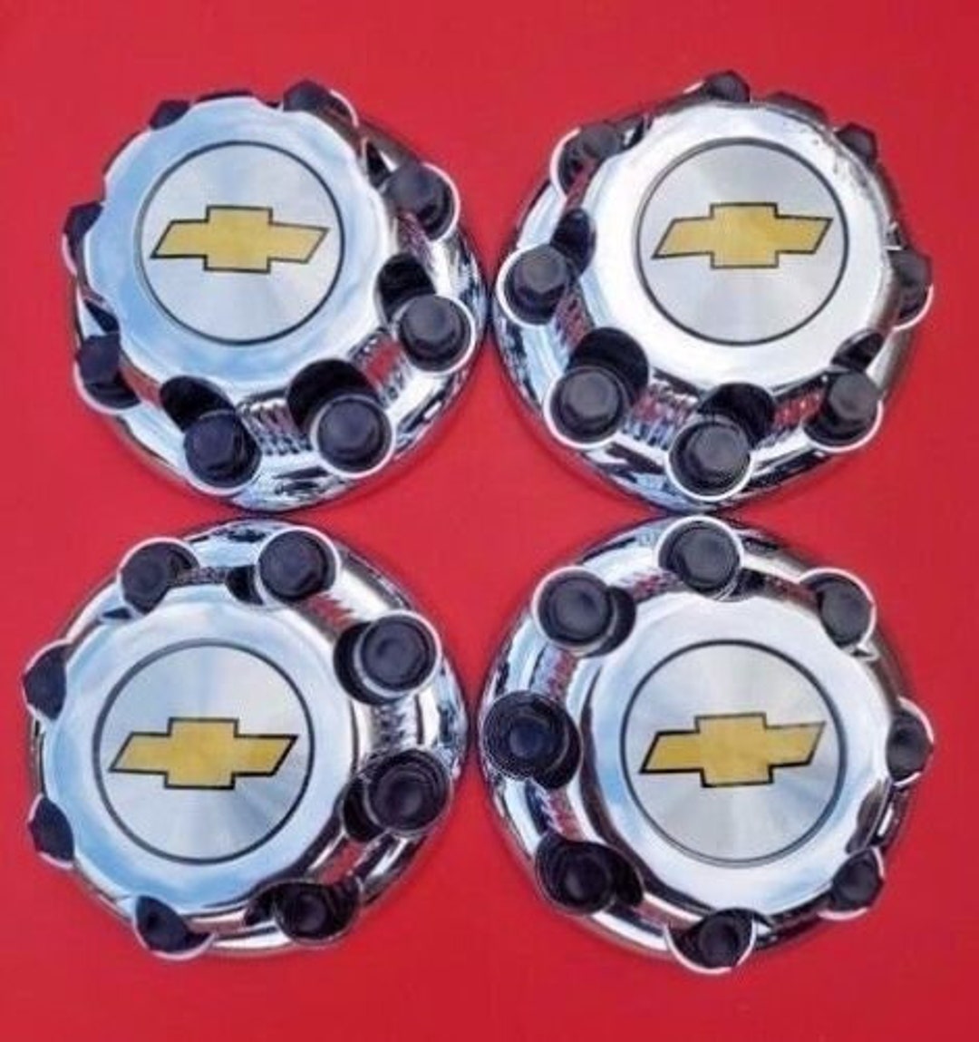 Set of 4x Chevy Chrome 8 Lug Center Caps Fits for Avalanche Suburban ...