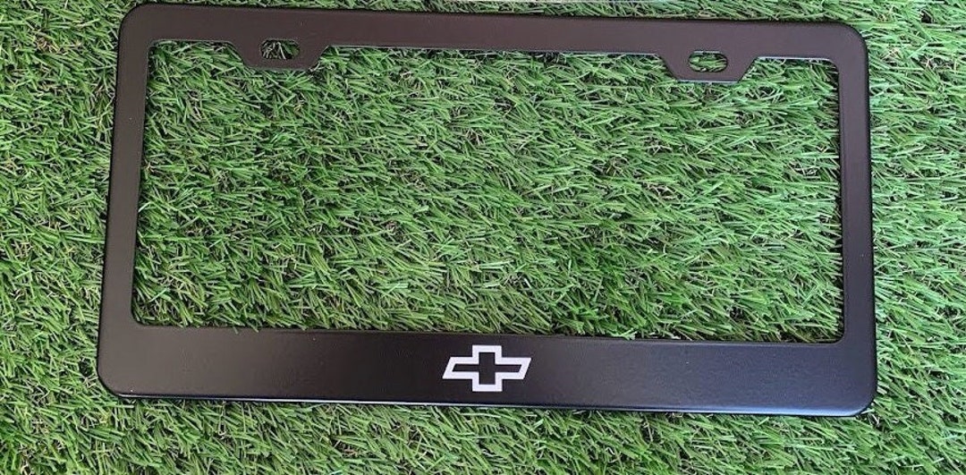 Laser Engraved Bowtie Logo Black Stainless Steel License Plate Frame ...