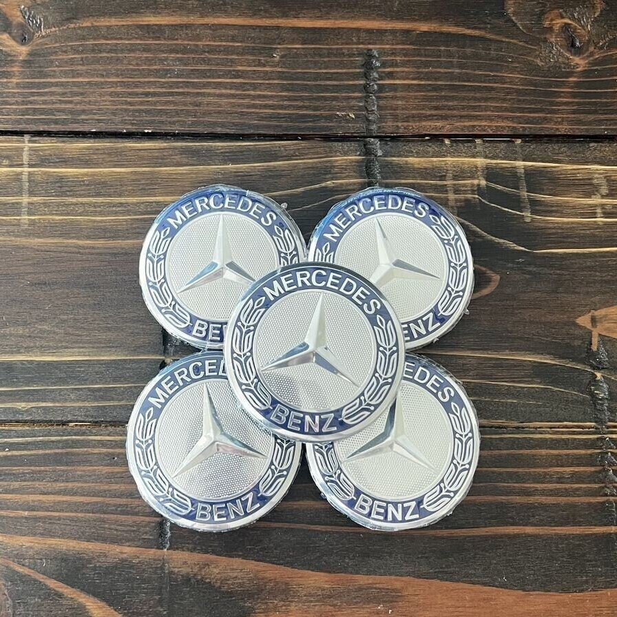 Set of 5 Blue Wheel Hub Center Caps for Mercedes-benz 41 for Spare 75mm ...