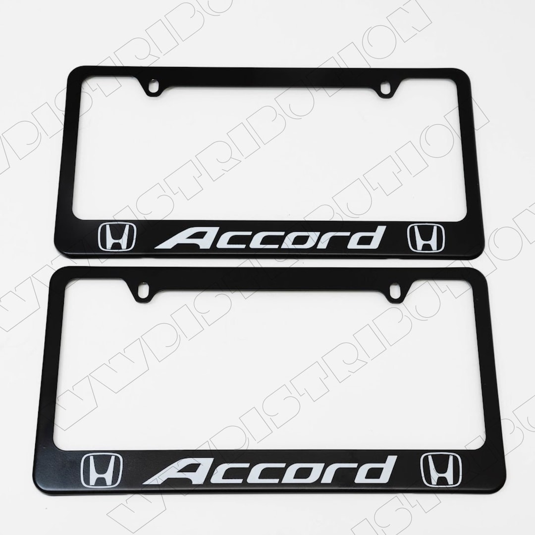2x Fits for Honda Accord Logo Stainless Steel License Plate Frame Brand ...