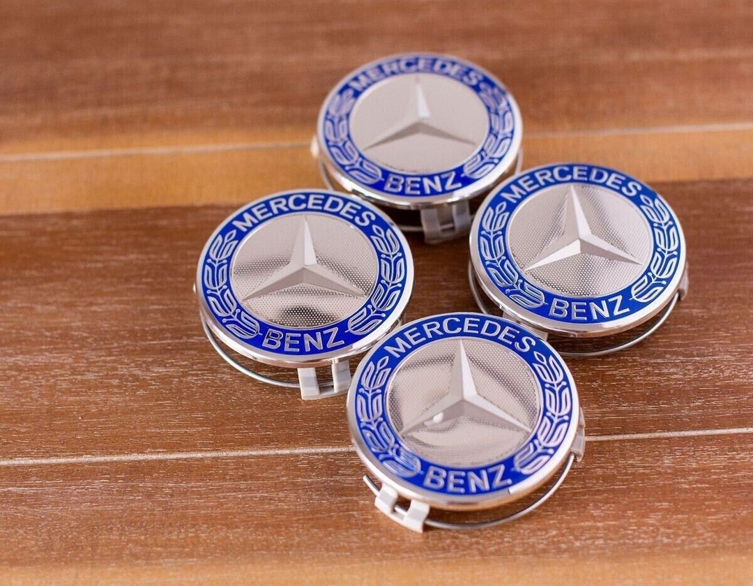 4x for Mercedes-benz Blue Wheel Center Hub Caps Emblem Hubcaps Set 75mm ...