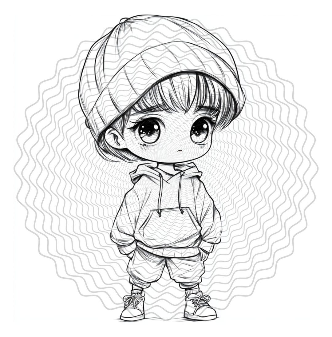 Chibi Style Coloring Page, Coloring Pages - Etsy