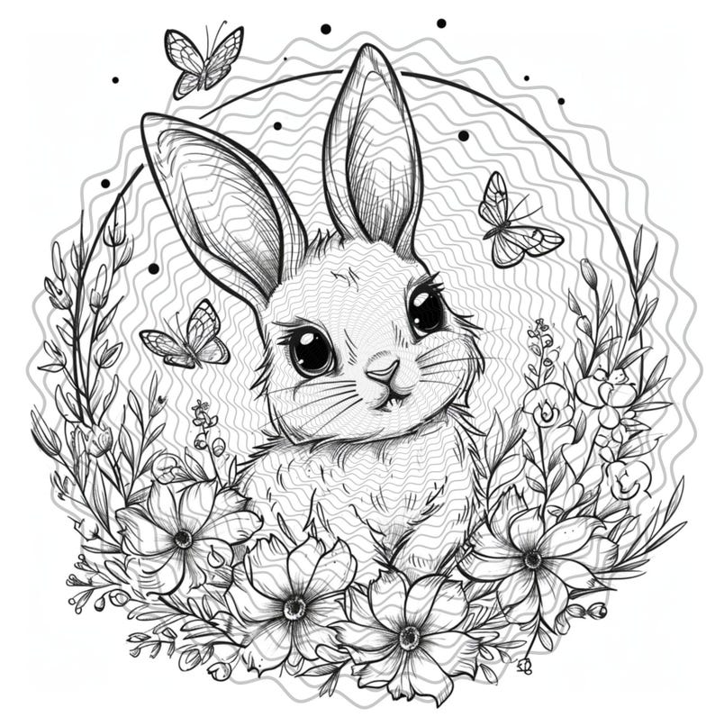 Cute Bunny Coloring Page, Instant Print - Etsy