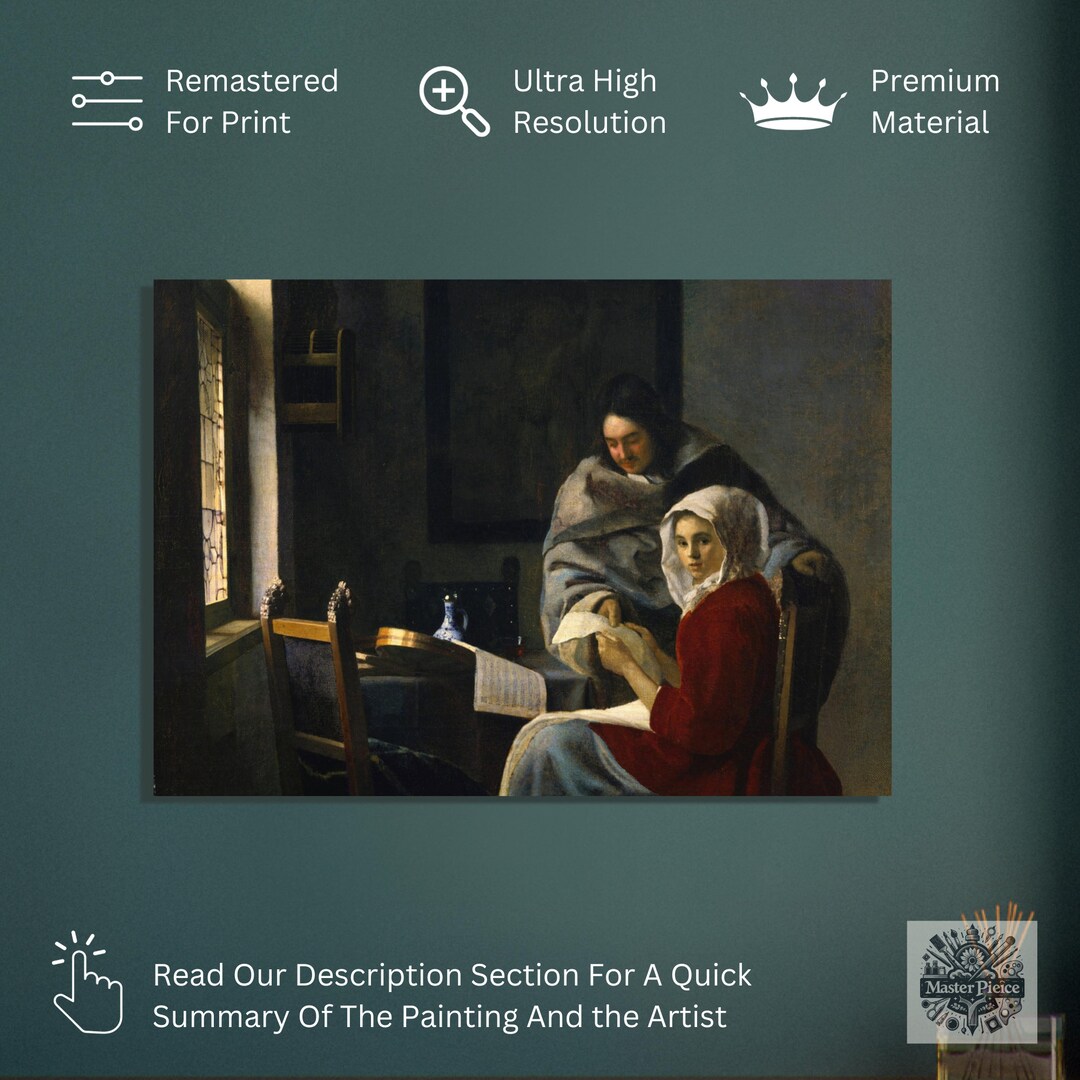 Johannes Vermeer Girl Interrupted at Her Music, Classic Painting Canvas ...