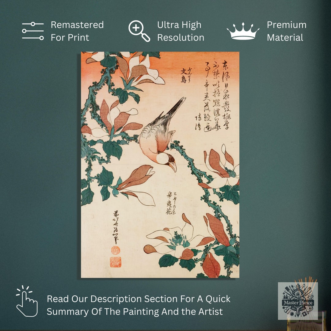 Hokusai Red Sparrow on Java Poster IKEA Frame Fit, Famous Ukiyo-e Art ...