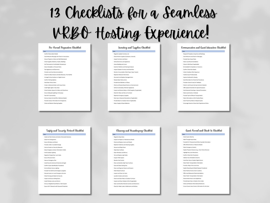 VRBO Checklist Bundle, VRBO Host's Dream Package, VRBO Host Essentials Download - Etsy UK