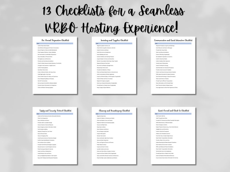 VRBO Checklist Bundle, VRBO Host's Dream Package, VRBO Host Essentials ...