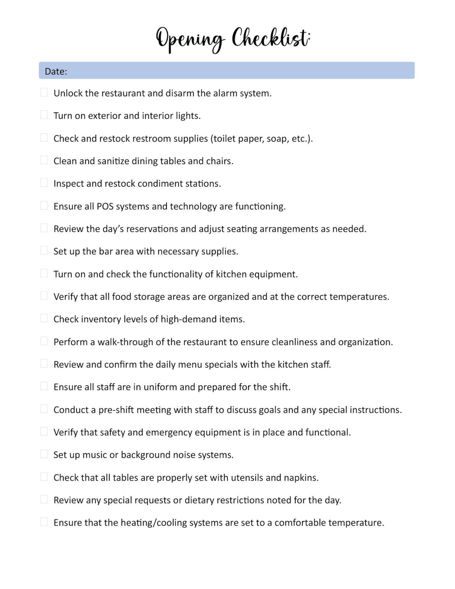 Restaurant Management Checklist Bundle: Owner Essentials (digital ...