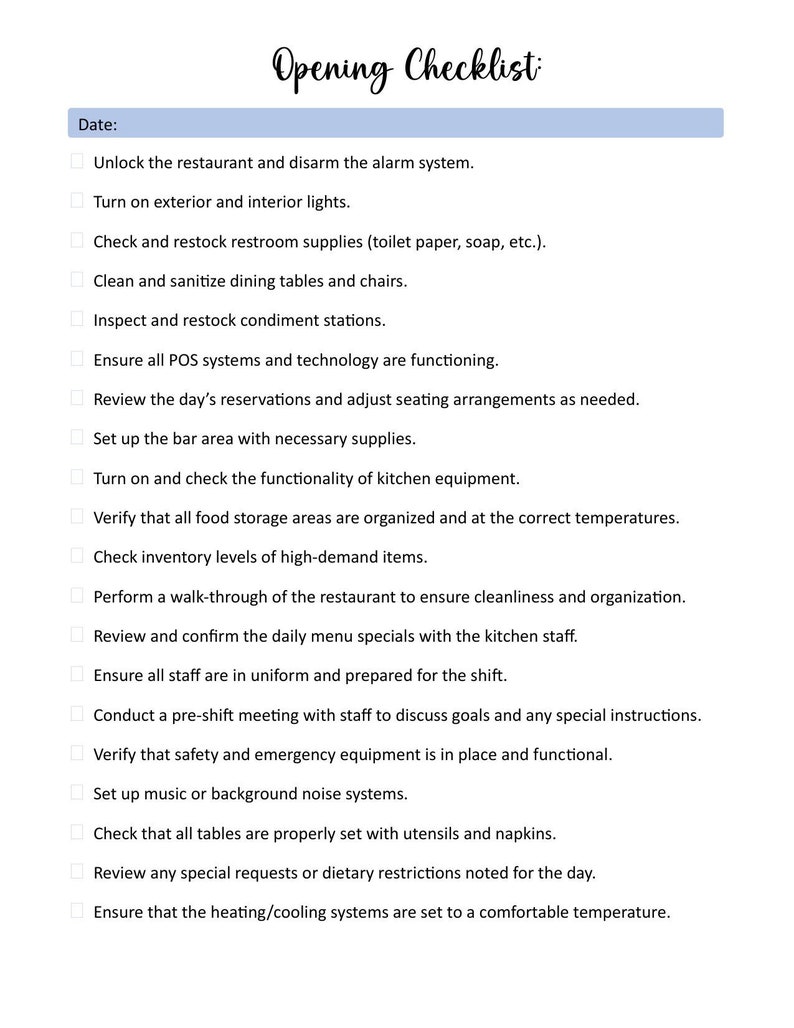 Restaurant Management Checklist Bundle: Owner Essentials (digital ...